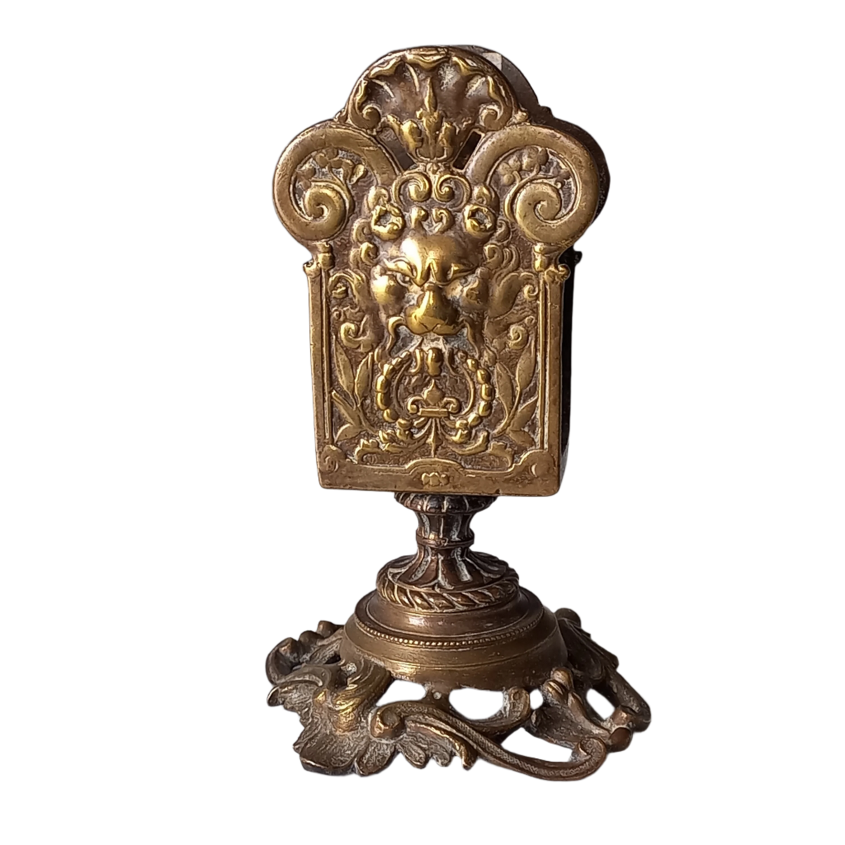 Brass antique matchbox holder, bronze desk decor – oldcatvintage